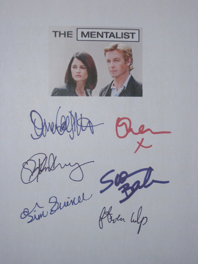 The Mentalist Signed TV Script Screenplay X6 Autographs Simon Baker ...
