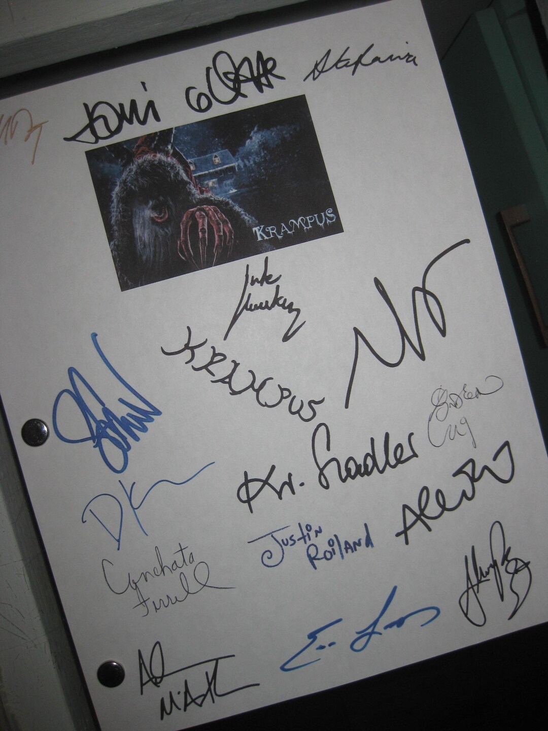 Krampus Signed Film Movie Script Screenplay X15 Autograph Adam Scott Toni Collette Luke Hawker ...
