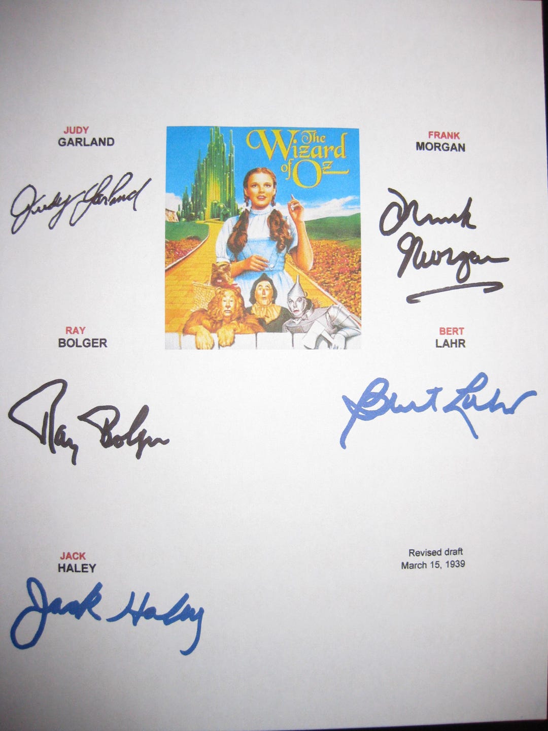 The Wizard of Oz Signed Film Movie Script Screenplay Autographs Ray ...