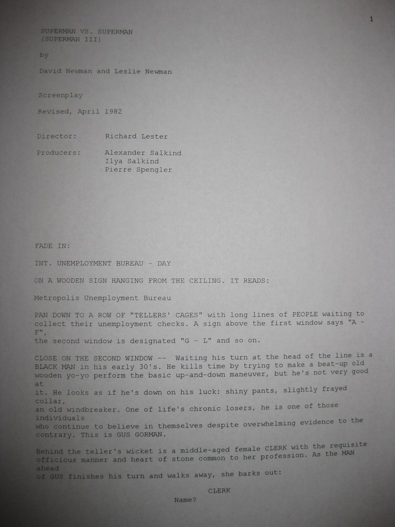 Superman III 1983 Signed Film Movie Screenplay Script X6 Autographs ...