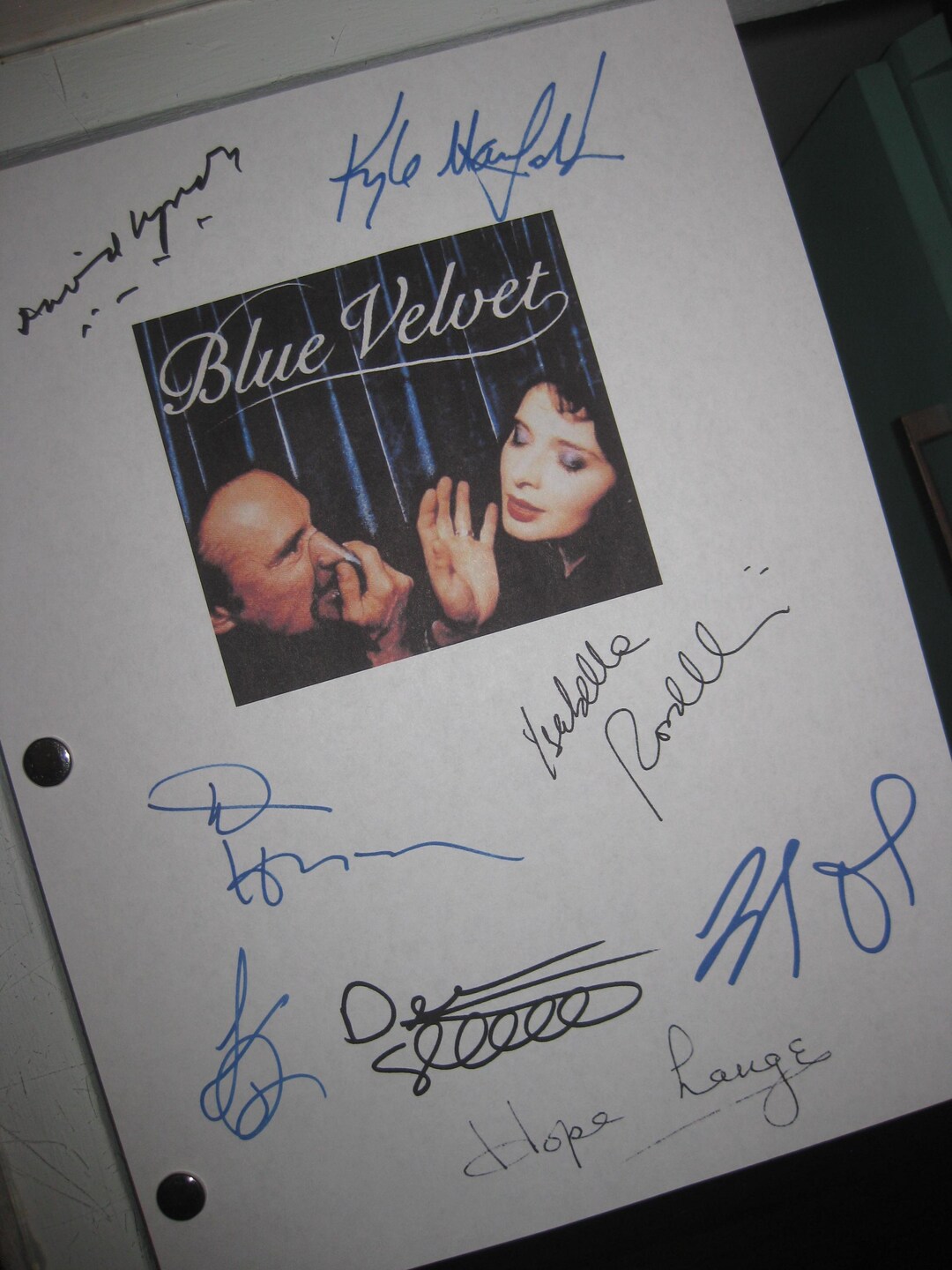 Blue Velvet Signed 1986 Film Movie Script Screenplay X8 Autograph David ...