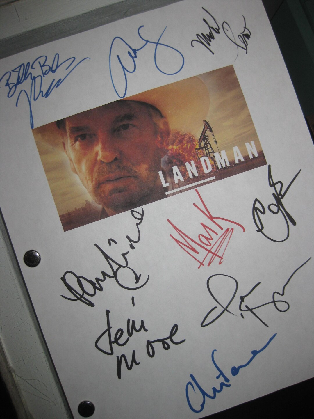 Landman Signed TV Pilot Script Screenplay X9 Autographs Billy Bob ...