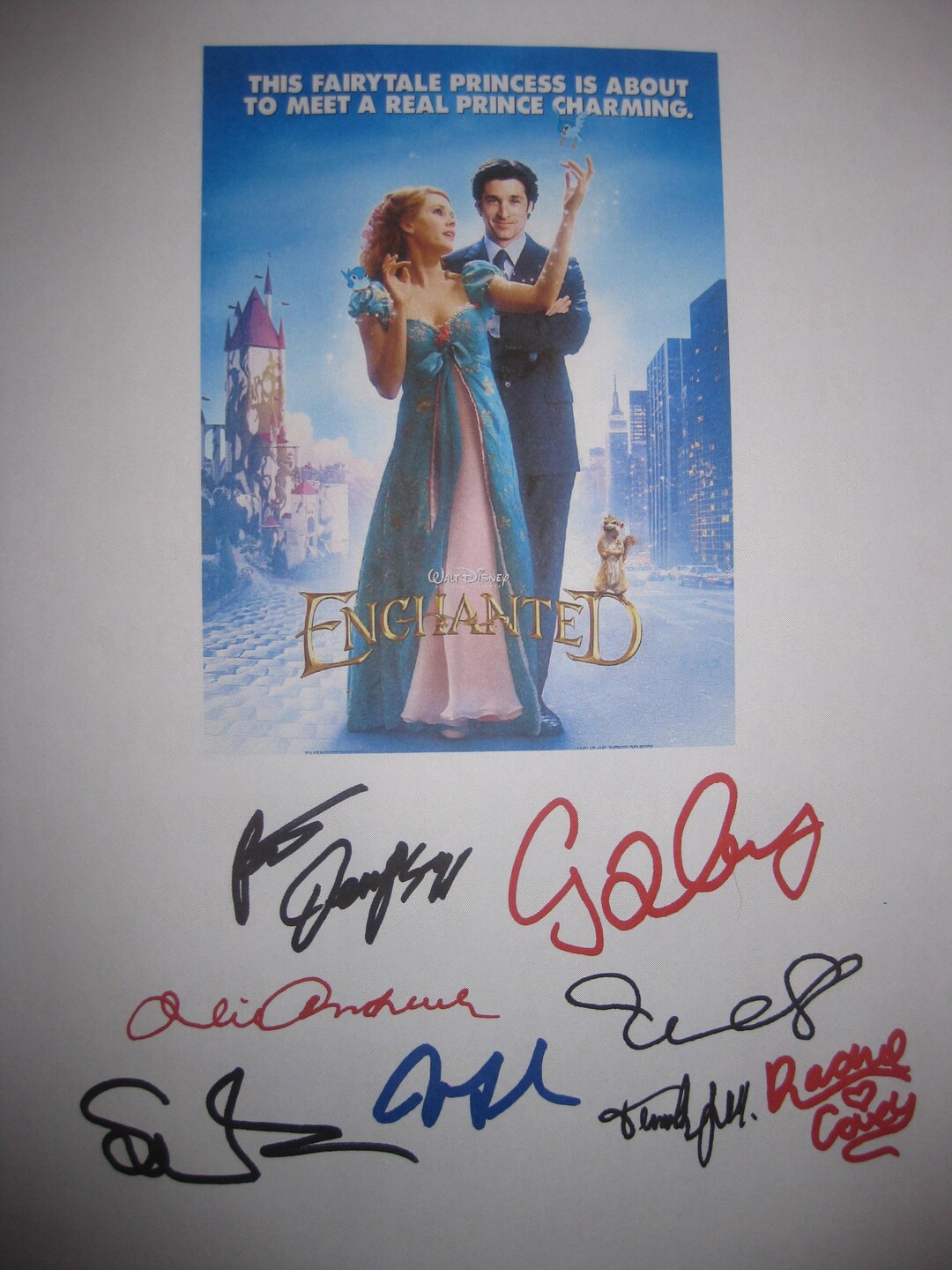 Enchanted Cast Signed Film Movie Script Screenplay X8 Amy Adams Idina ...