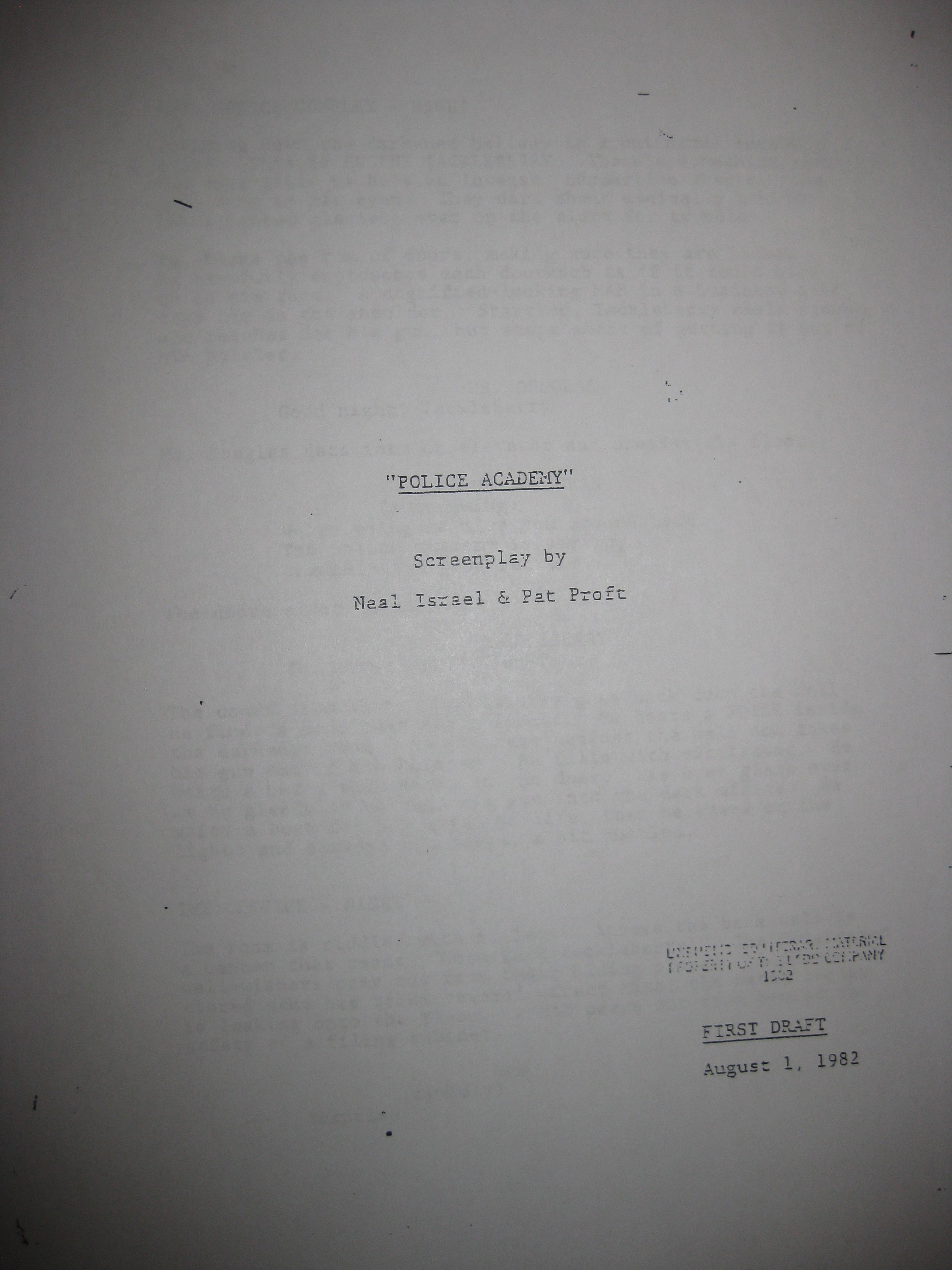 Police Academy Signed Movie Film Script Screenplay X10 Autograph Steve ...