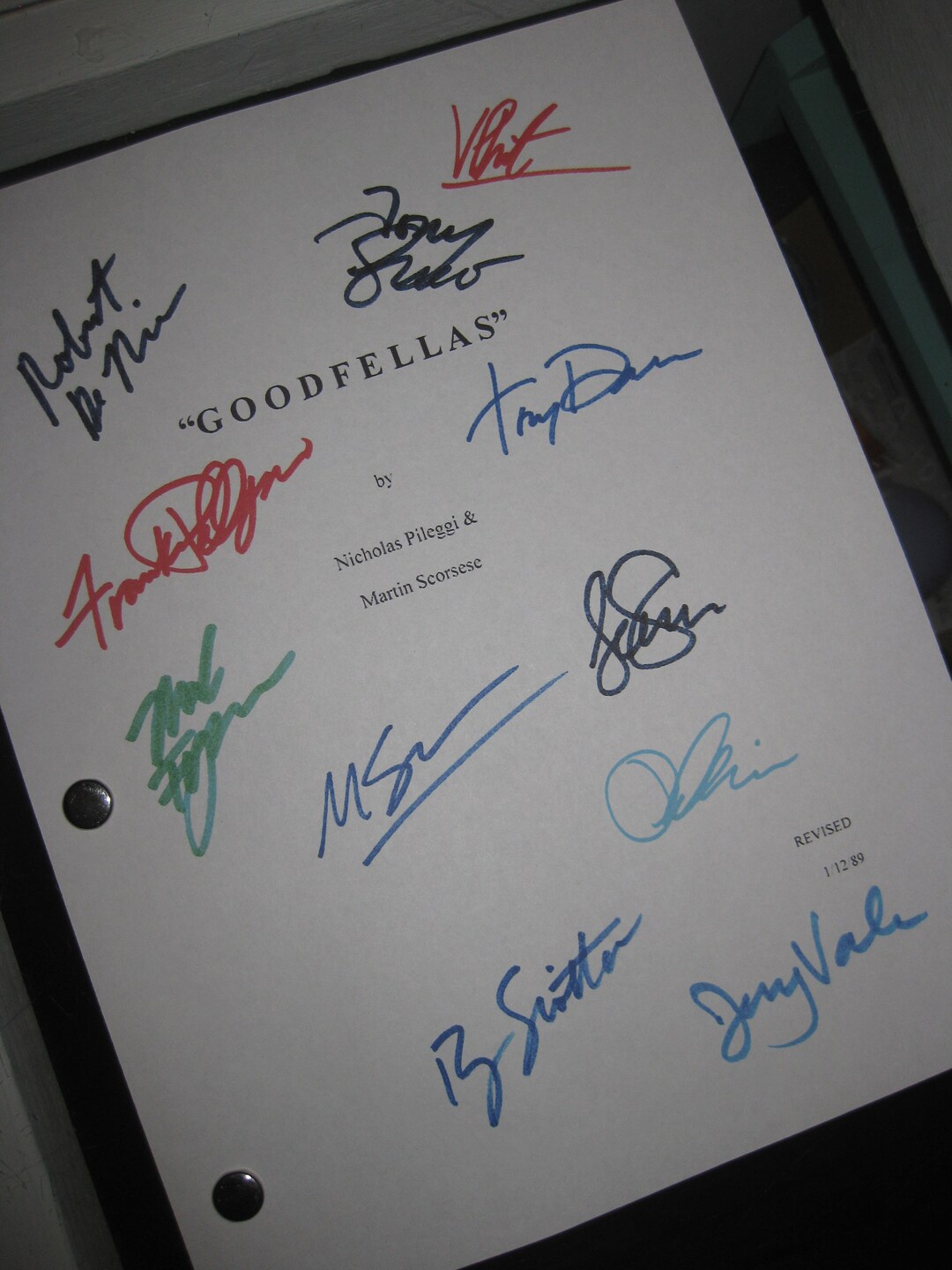 Goodfellas Signed Film Movie Script Screenplay X11 Robert De Niro Ray Liotta Jerry Vale Martin ...