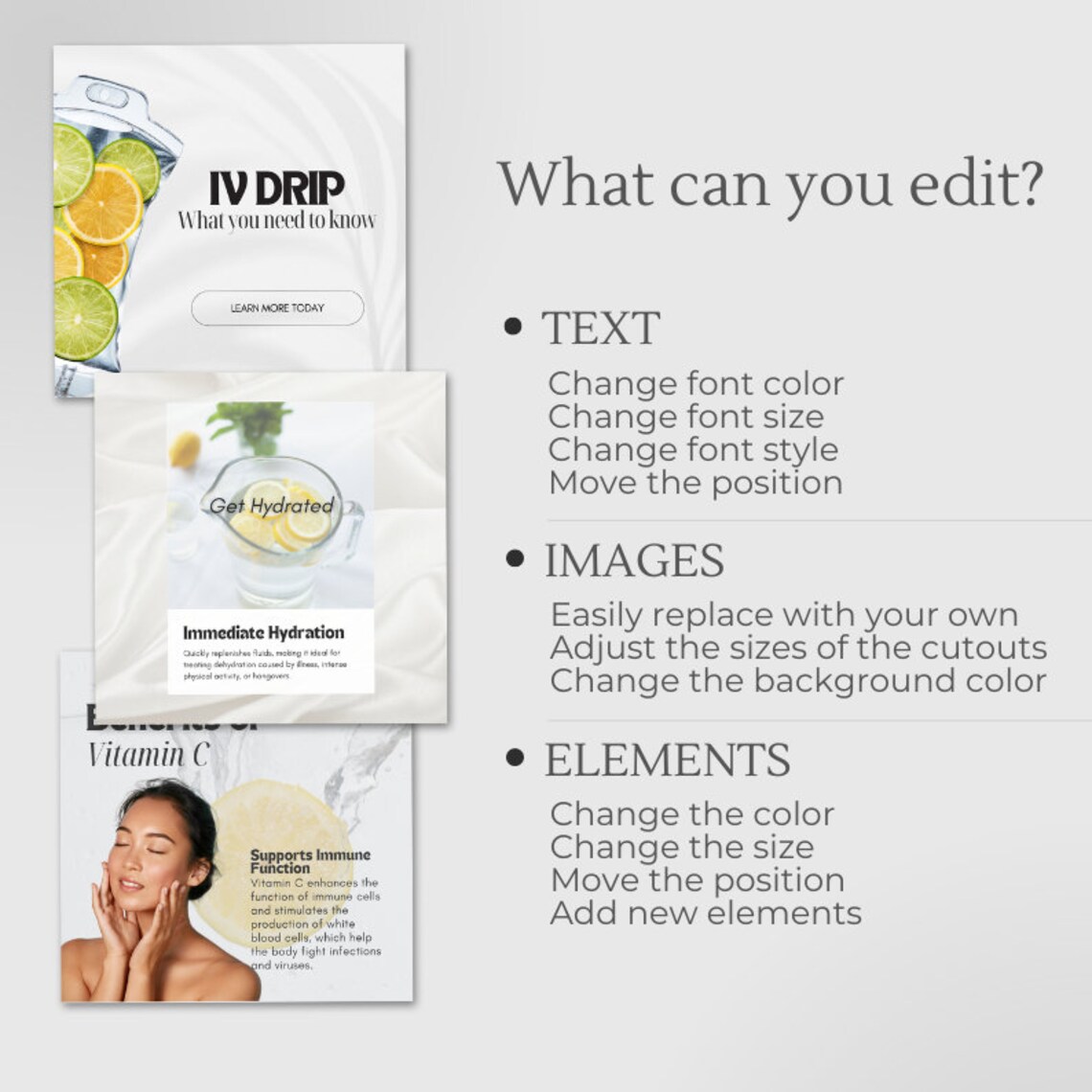 30 IV Therapy Instagram Templates | IV Drip Template | IV Cocktail Drip ...