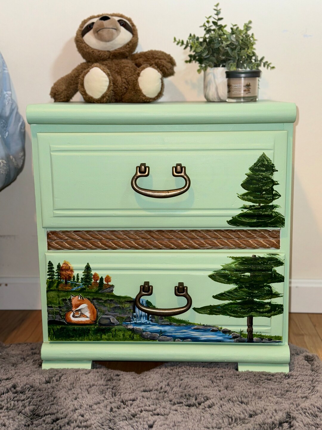 Whimsical Hand-painted Nightstand With Cute Forest Creatures - Etsy