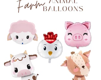 Farm Animal Balloons - Farm Birthday Decorations, Farm Animal Balloons ...