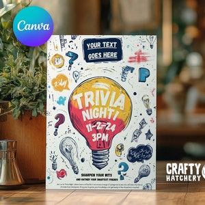 Fun Trivia Night Invitation Template – Editable Canva Design, Printable ...