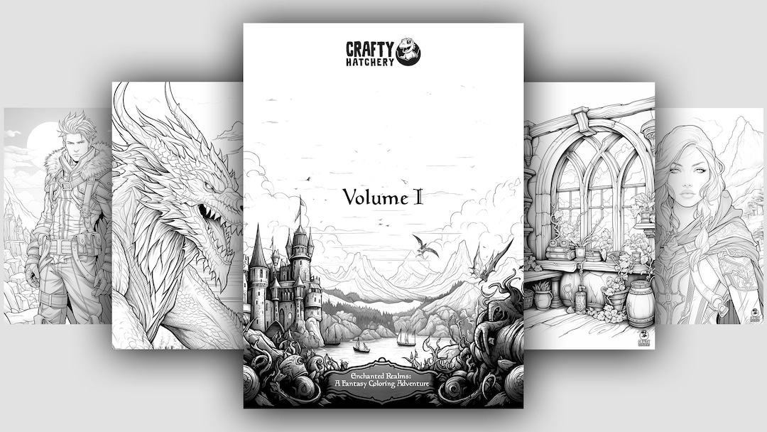 Fantasy Coloring Book "enchanted Realms: A Magical Coloring Journey ...
