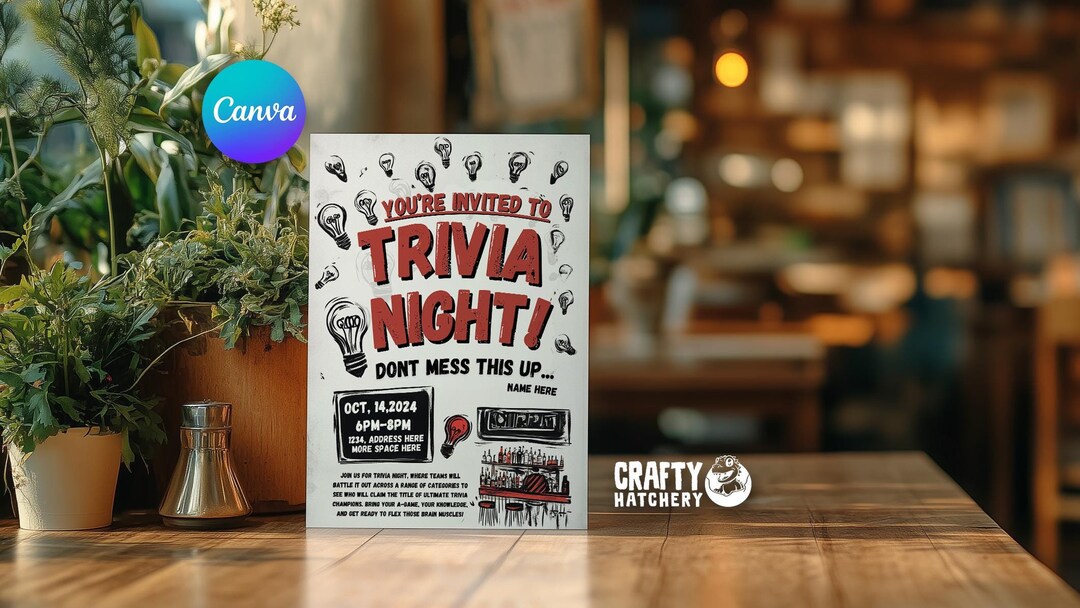 Fun Trivia Night Invitation Template – Editable Canva Design, Printable ...