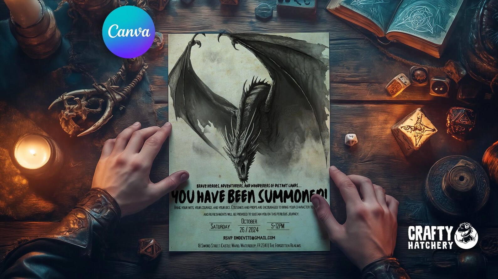 You Have Been Summoned!" Dnd Night Invitation Template – Editable Canva ...