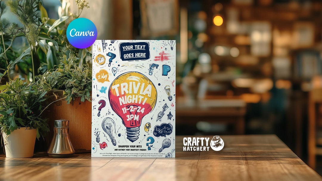Fun Trivia Night Invitation Template – Editable Canva Design, Printable ...
