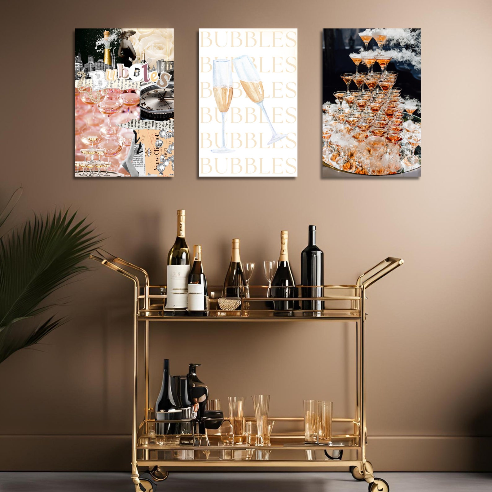 Champagne Cheers! Bubbles Large Wall Art, Aesthetic Room Decor ...