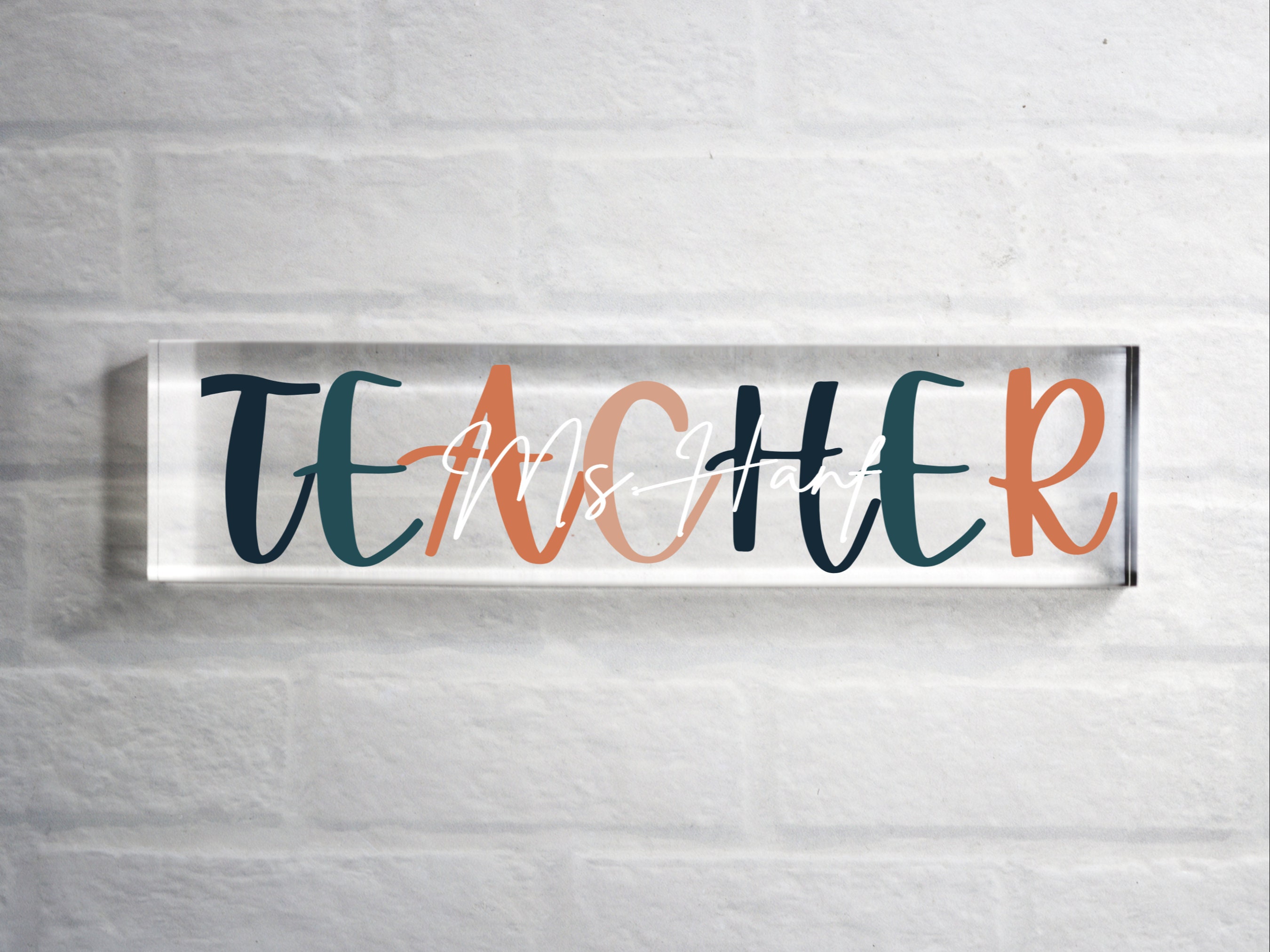 Personalized Teacher Name Plate, Custom Mrs. Name for Desk Decor, Back ...
