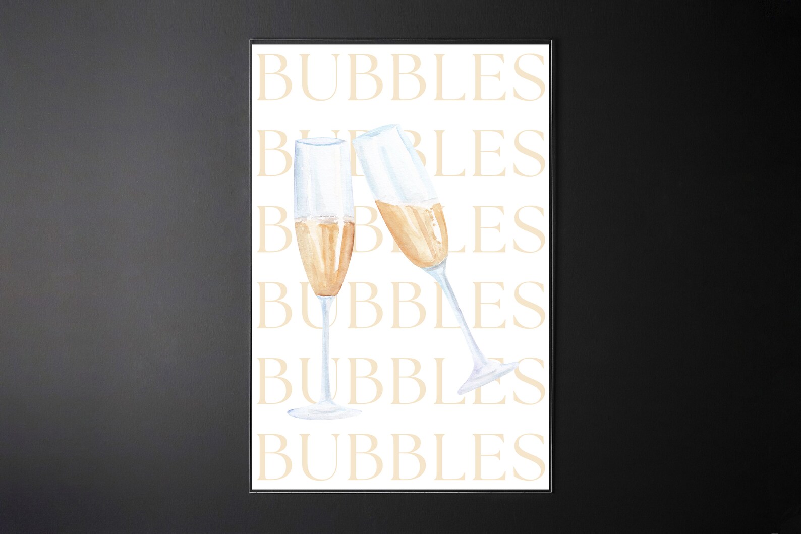 Champagne Cheers! Bubbles Large Wall Art, Aesthetic Room Decor ...