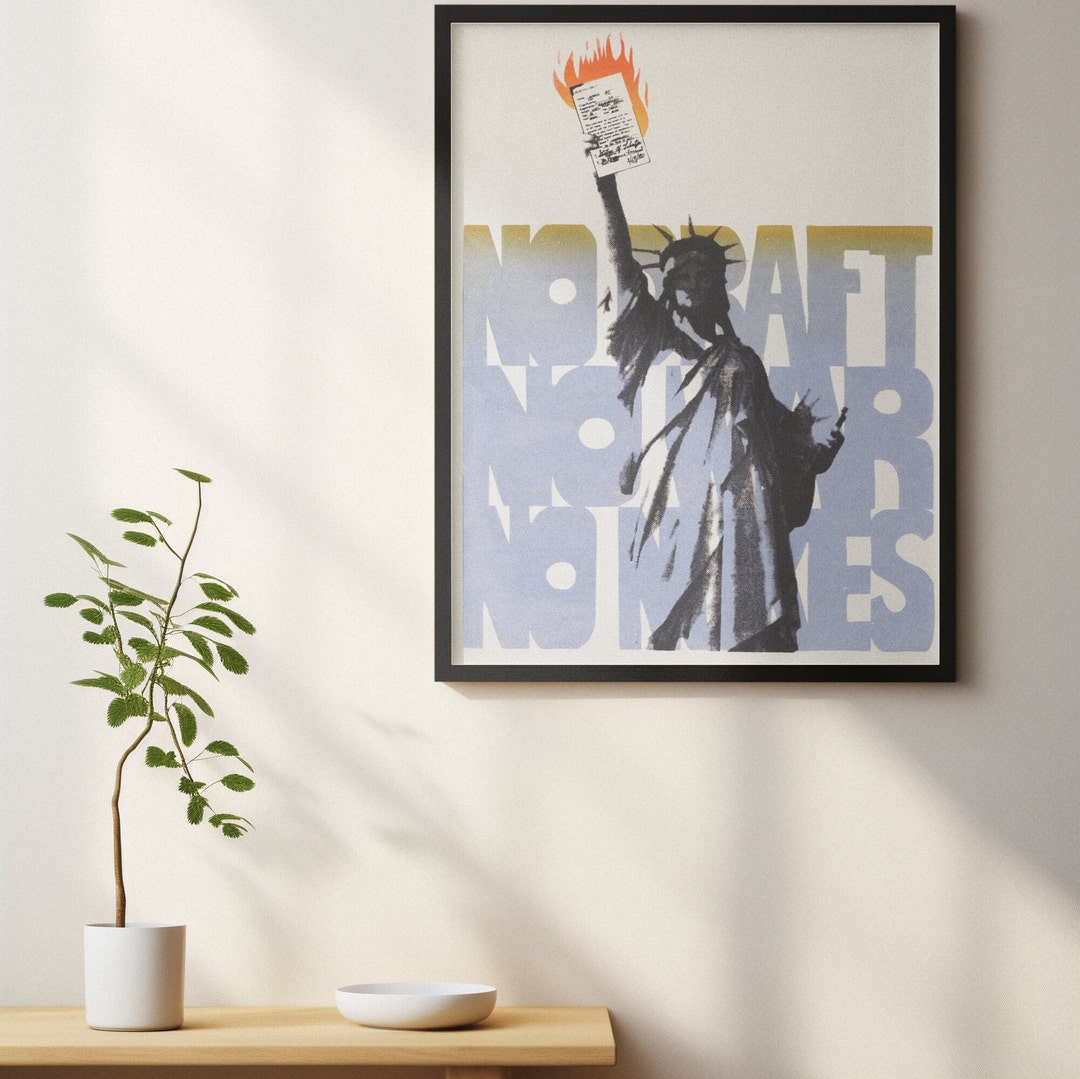 No Draft, No War, No Nukes (1970) DIGITAL | Vintage Poster | Bedroom ...