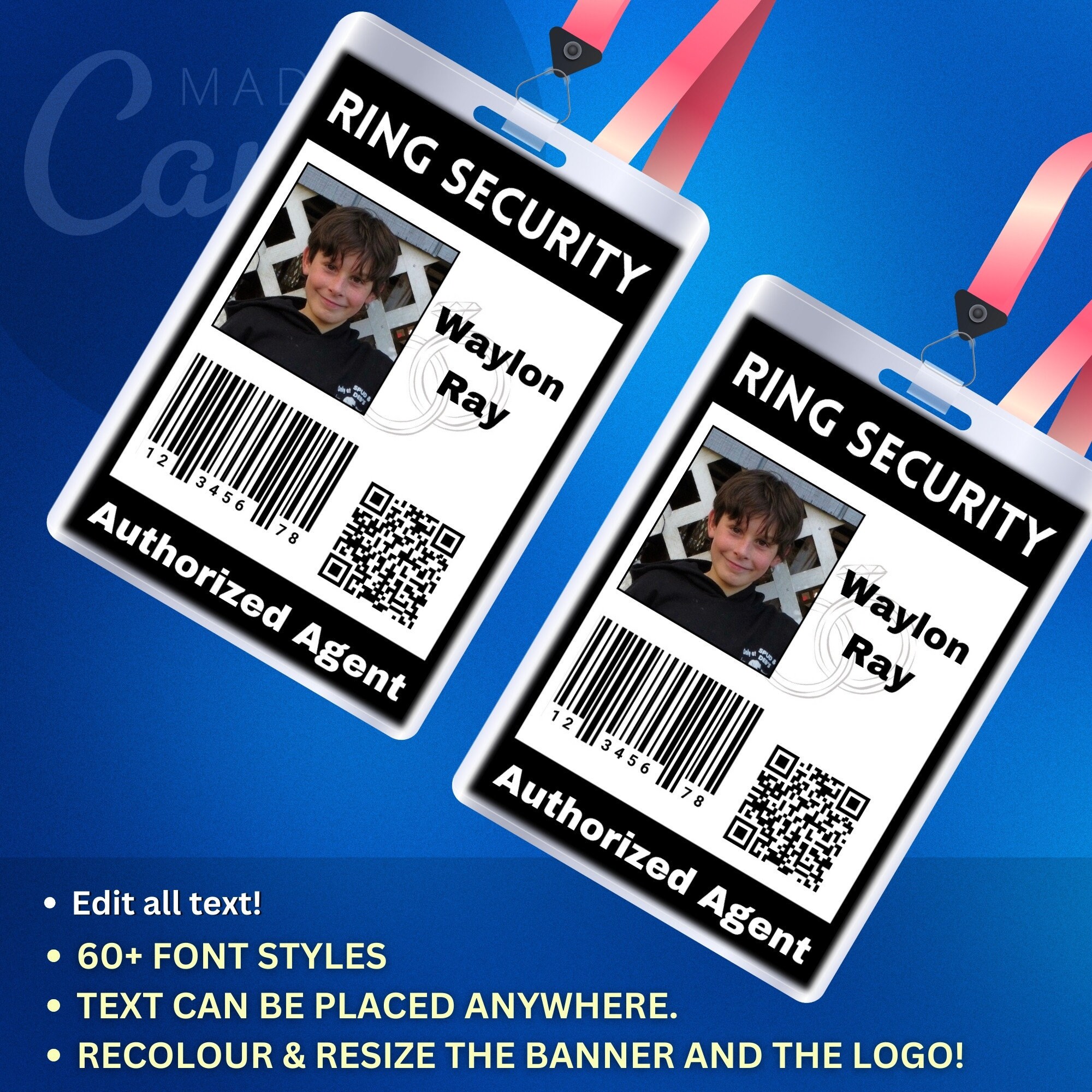 Ring Security ID Badge: Editable Wedding Template (PDF) - Etsy