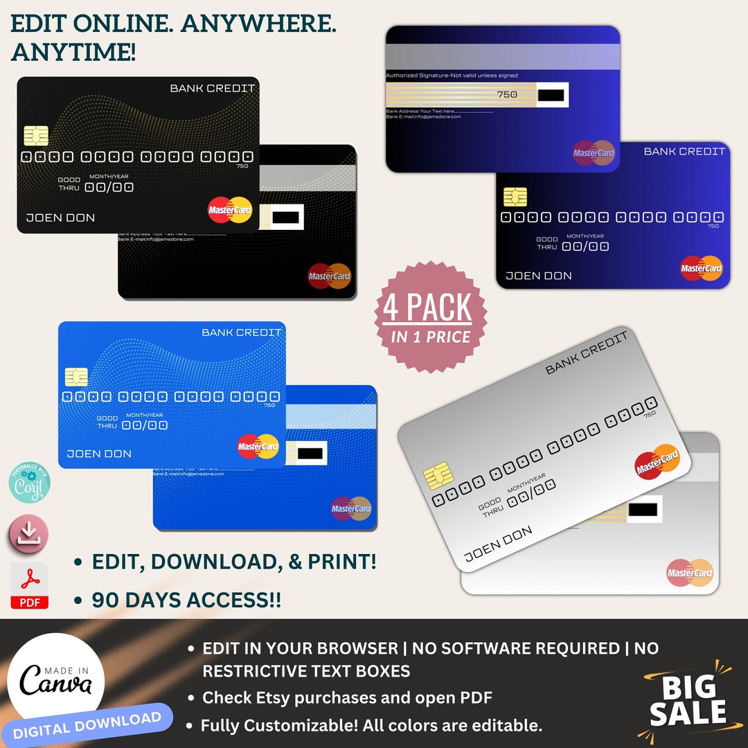 Editable Master Card Vector Template: Finance Card Design (PDF) - Etsy