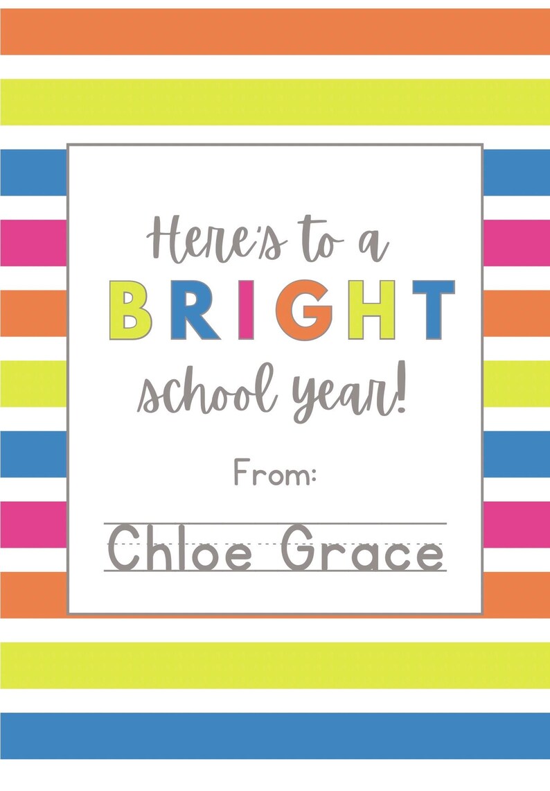 Teacher Gift Tags bright School Year PHYSICAL PRODUCT - Etsy