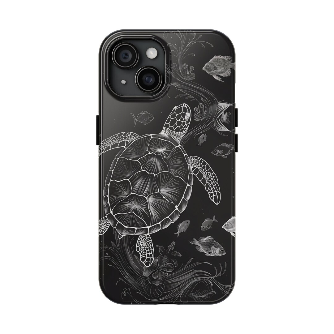Sea Turtle iPhone Case: Black & White Ocean Life Design - Etsy
