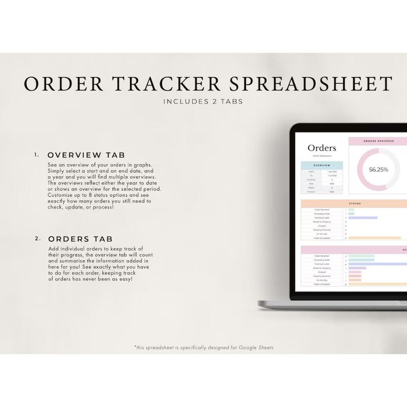 Order Tracker Spreadsheet, Digital Planner, Order Tracker Google Sheets ...