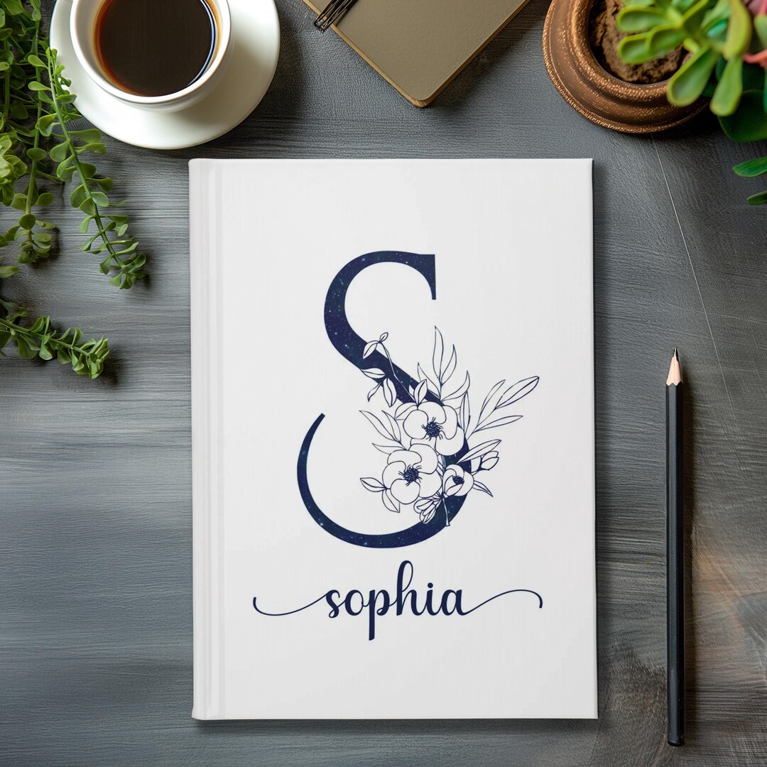 Personalized Hardcover Floral Monogram Journal, Custom Name Notebook ...