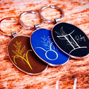 Custom Zodiac Leather Keychain, Custom House Keychain, Engraved Zodiac ...