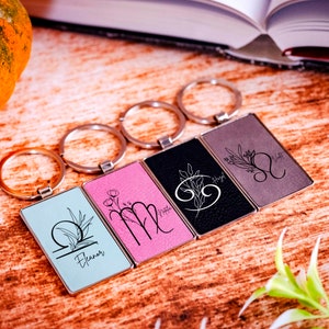 Custom Zodiac Leather Keychain, Custom House Keychain, Engraved Zodiac ...