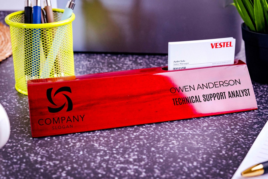 Personalized Desk Name Plate, Name Sign With Card Holder, Personalized ...