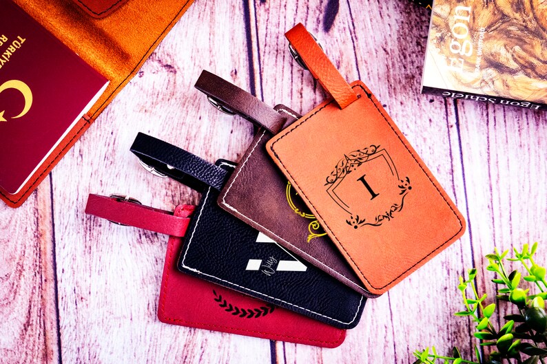 Personalized Leather Luggage Tag, Bag ID Tag, Custom Luggage ID ...