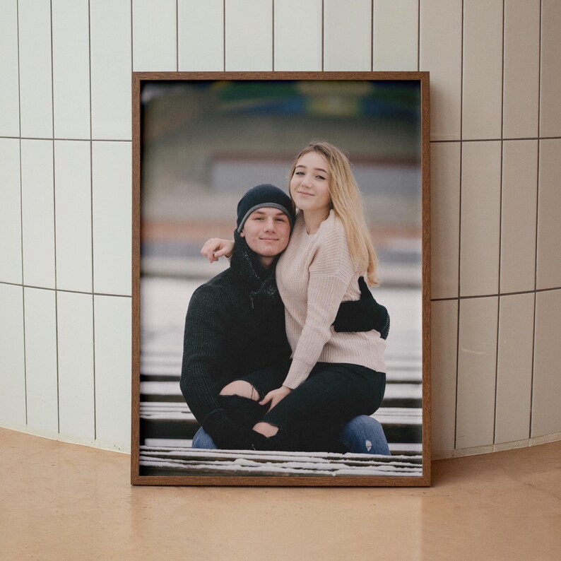 Custom Couple Framed Print, Wedding Photo on Wood, Family Portrait ...