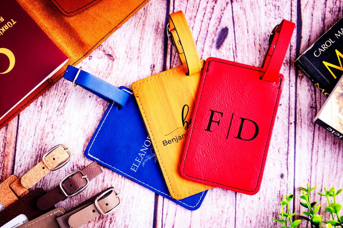 Personalized Leather Luggage Tag, Bag ID Tag, Custom Luggage ID ...