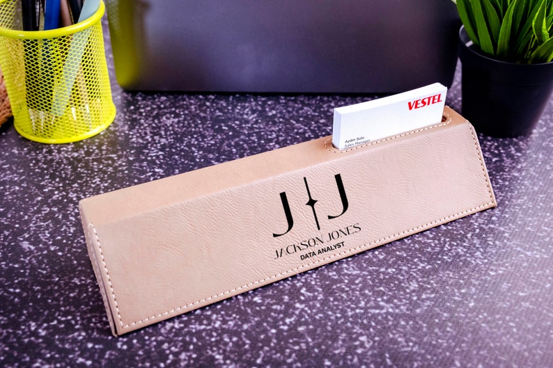 Personalized Leather Name Plate, Name Plate With Card Holder, Custom ...
