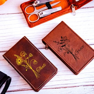 Birth Month Flower Engraved Manicure Set, Custom 7-piece Manicure and ...