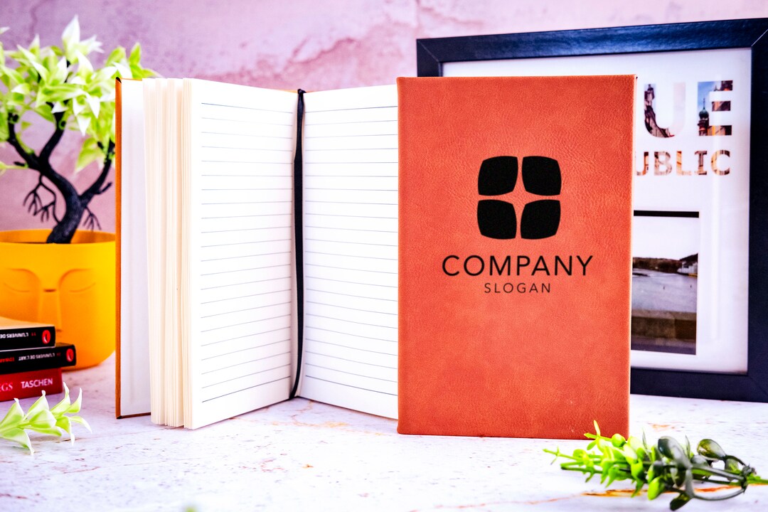 Company Logo Engraved Journal, Business Notebook Cover, Personalized ...