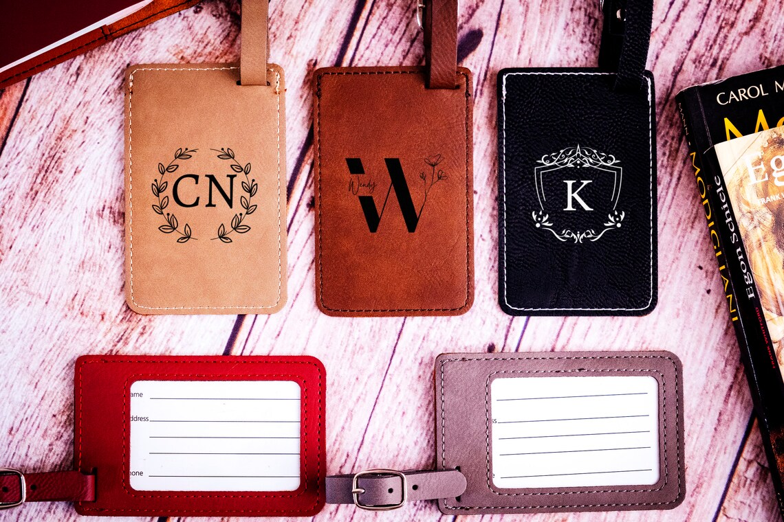 Personalized Leather Luggage Tag, Bag ID Tag, Custom Luggage ID ...