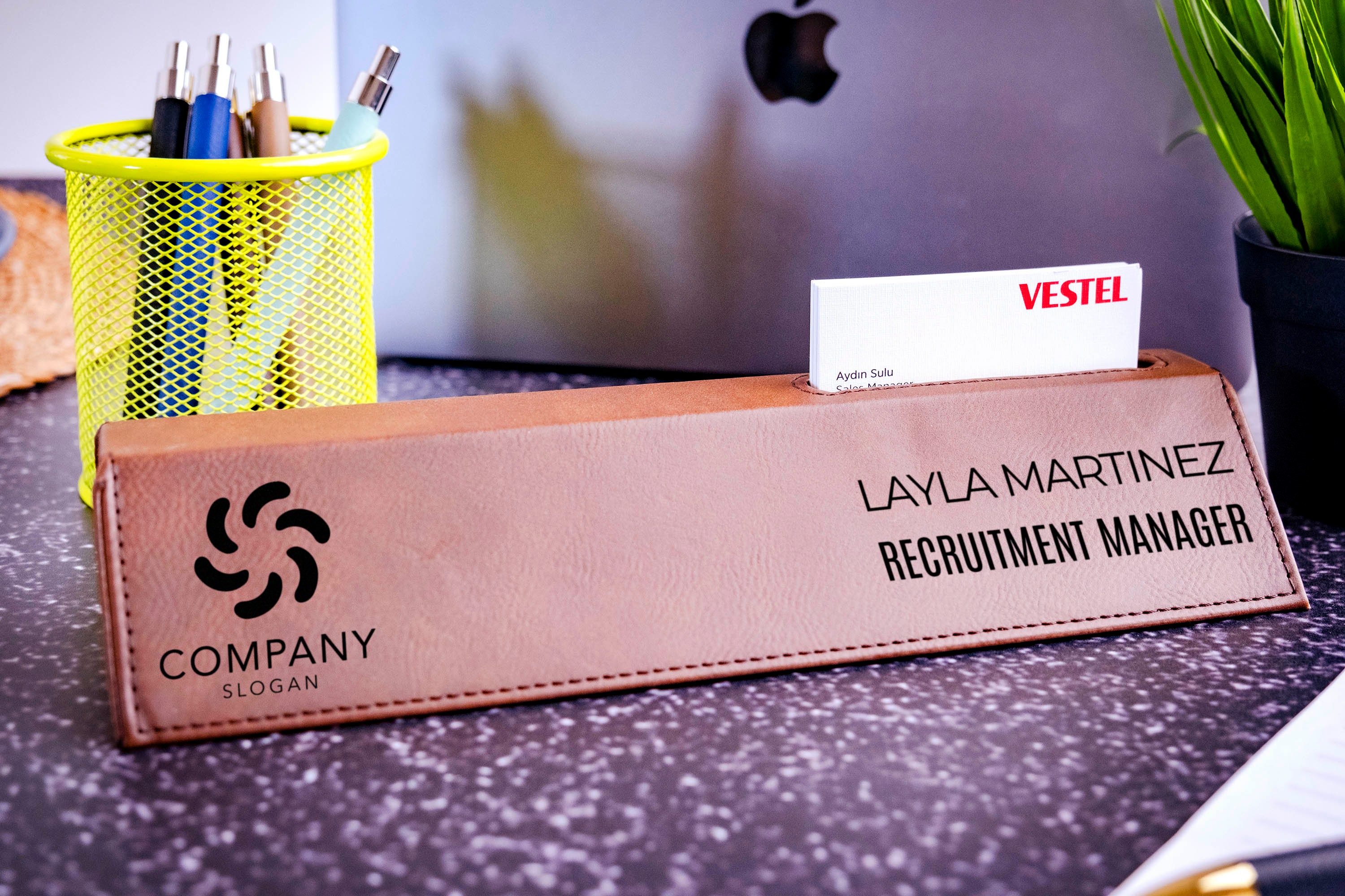 Personalized Desk Name Plate, Name Sign With Card Holder, Personalized ...