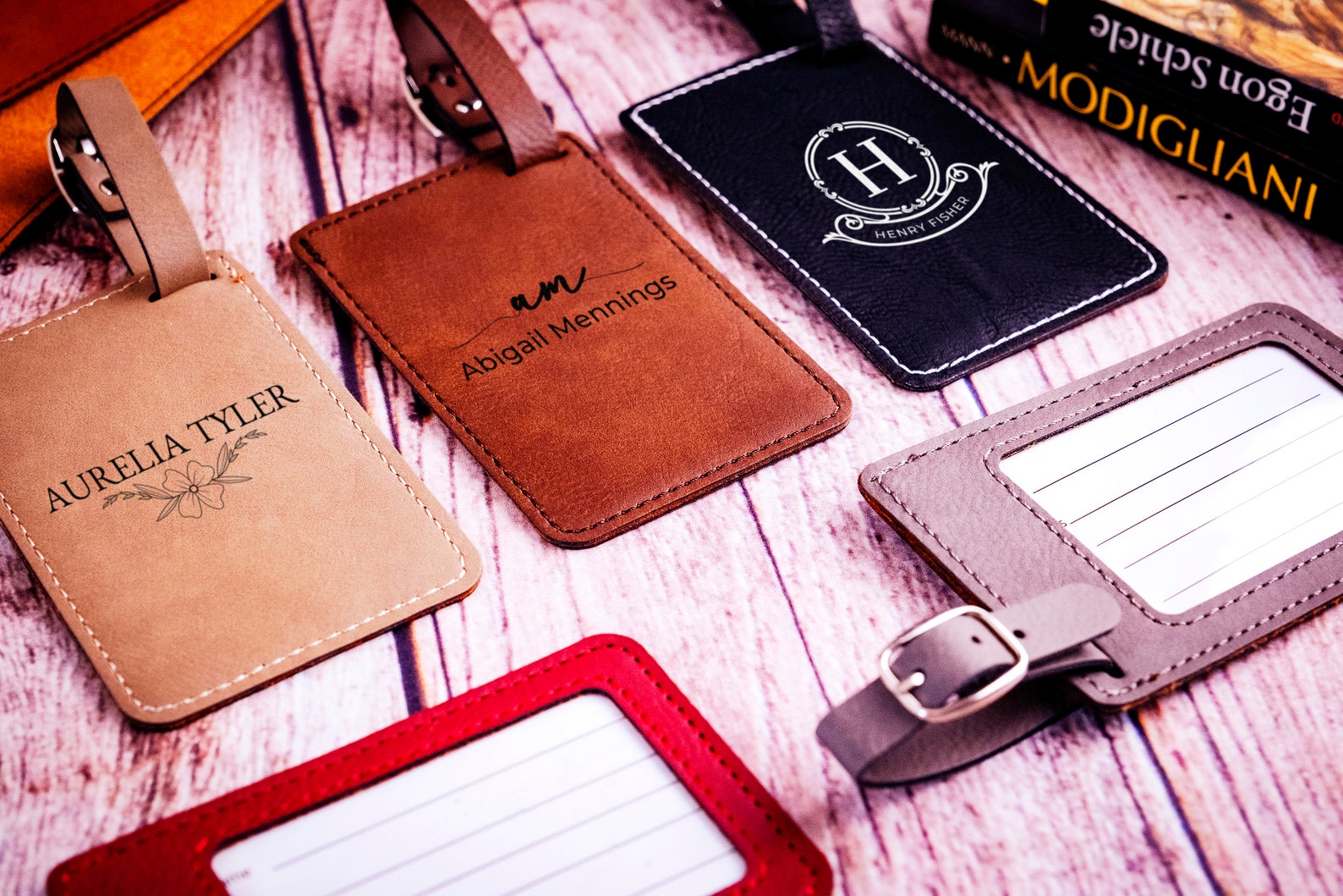 Personalized Leather Luggage Tag, Bag ID Tag, Custom Luggage ID ...