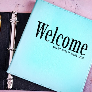 Airbnb Welcome Binder, 3-ring Leather Binder, Custom Engraved Binder ...