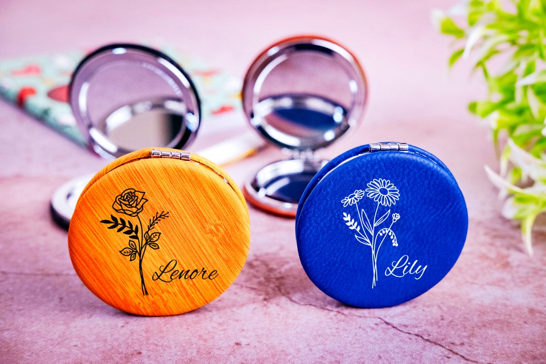 Compact Birth Flower Mirror, Custom Pocket Mirror, Custom Compact ...