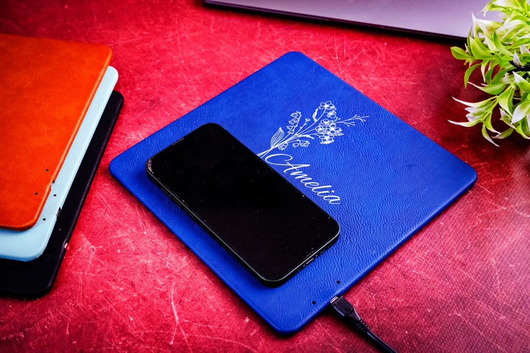 Birth Flower Charging Pad, Custom Charger Mousepad, Engraved Wireless ...
