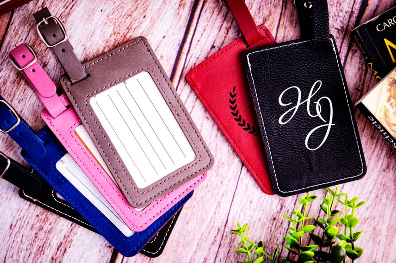 Personalized Leather Luggage Tag, Bag ID Tag, Custom Luggage ID ...