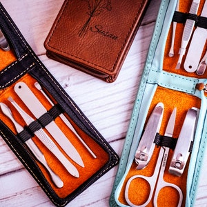 Birth Month Flower Engraved Manicure Set, Custom 7-piece Manicure and ...