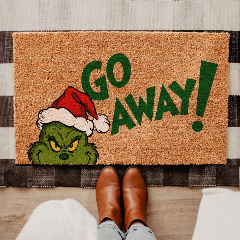 Funny Grinch Doormat, Go Away Welcome Mat, Funny Decoration, Holiday ...
