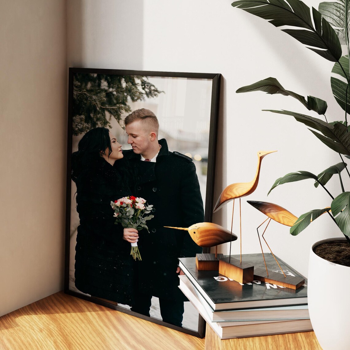 Custom Couple Framed Print, Wedding Photo on Wood, Family Portrait ...