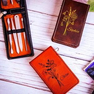 Birth Month Flower Engraved Manicure Set, Custom 7-piece Manicure and ...