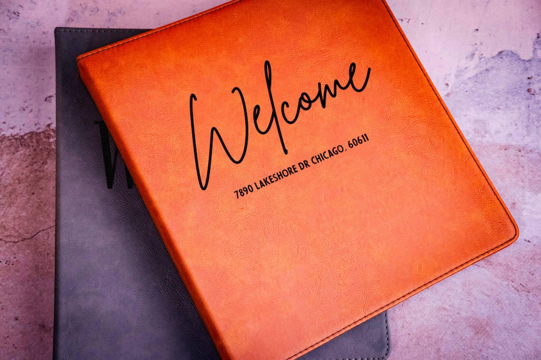 Airbnb Welcome Binder, 3-ring Leather Binder, Custom Engraved Binder ...