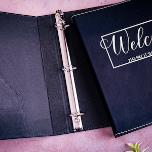 Airbnb Welcome Binder, 3-ring Leather Binder, Custom Engraved Binder ...