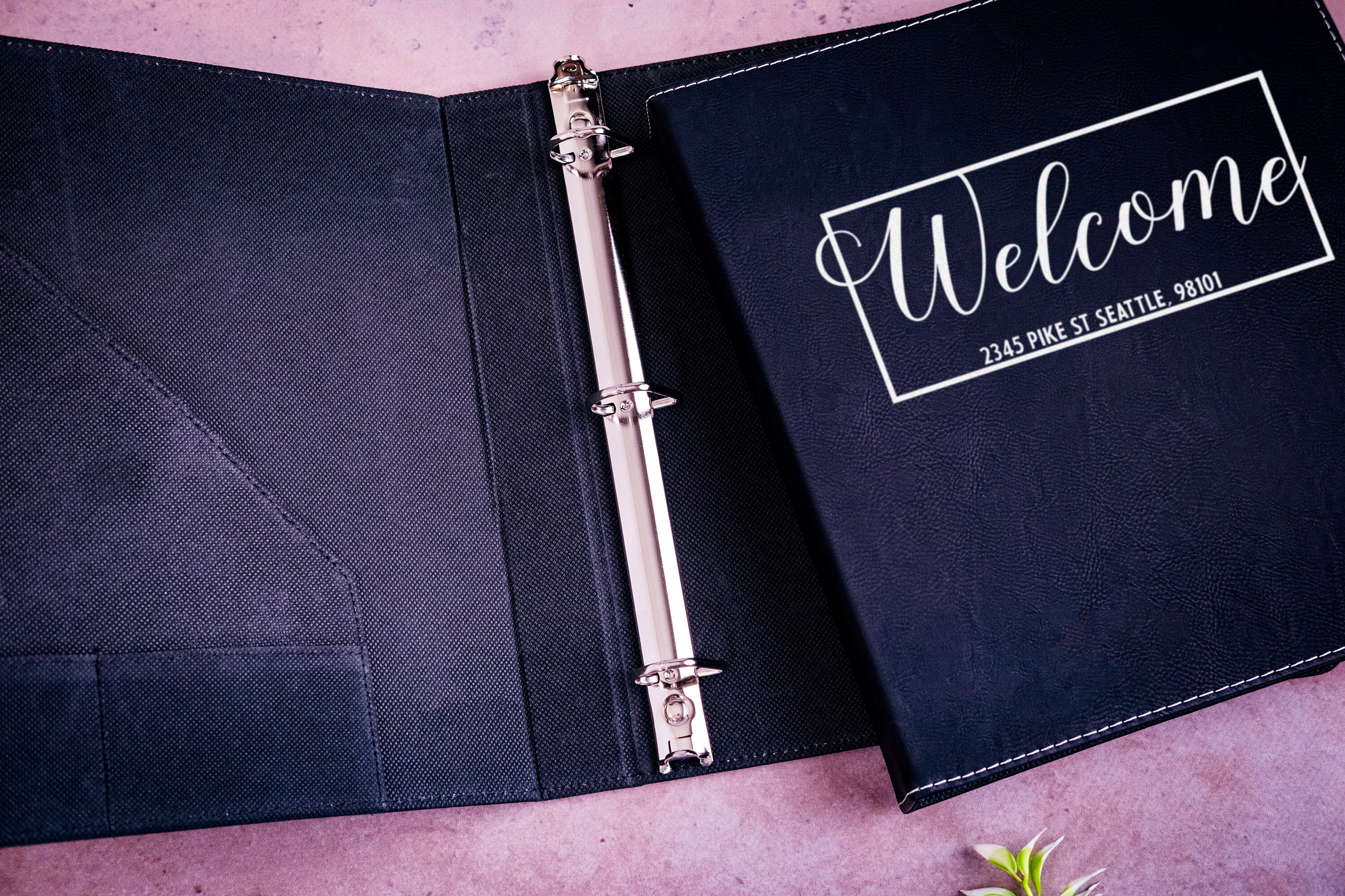 Airbnb Welcome Binder, 3-ring Leather Binder, Custom Engraved Binder ...